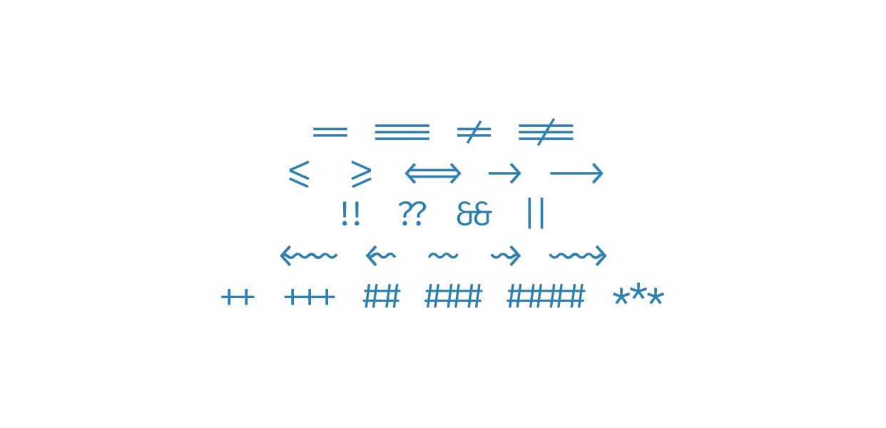 5 free monospaced fonts with coding ligatures | Better Web Type