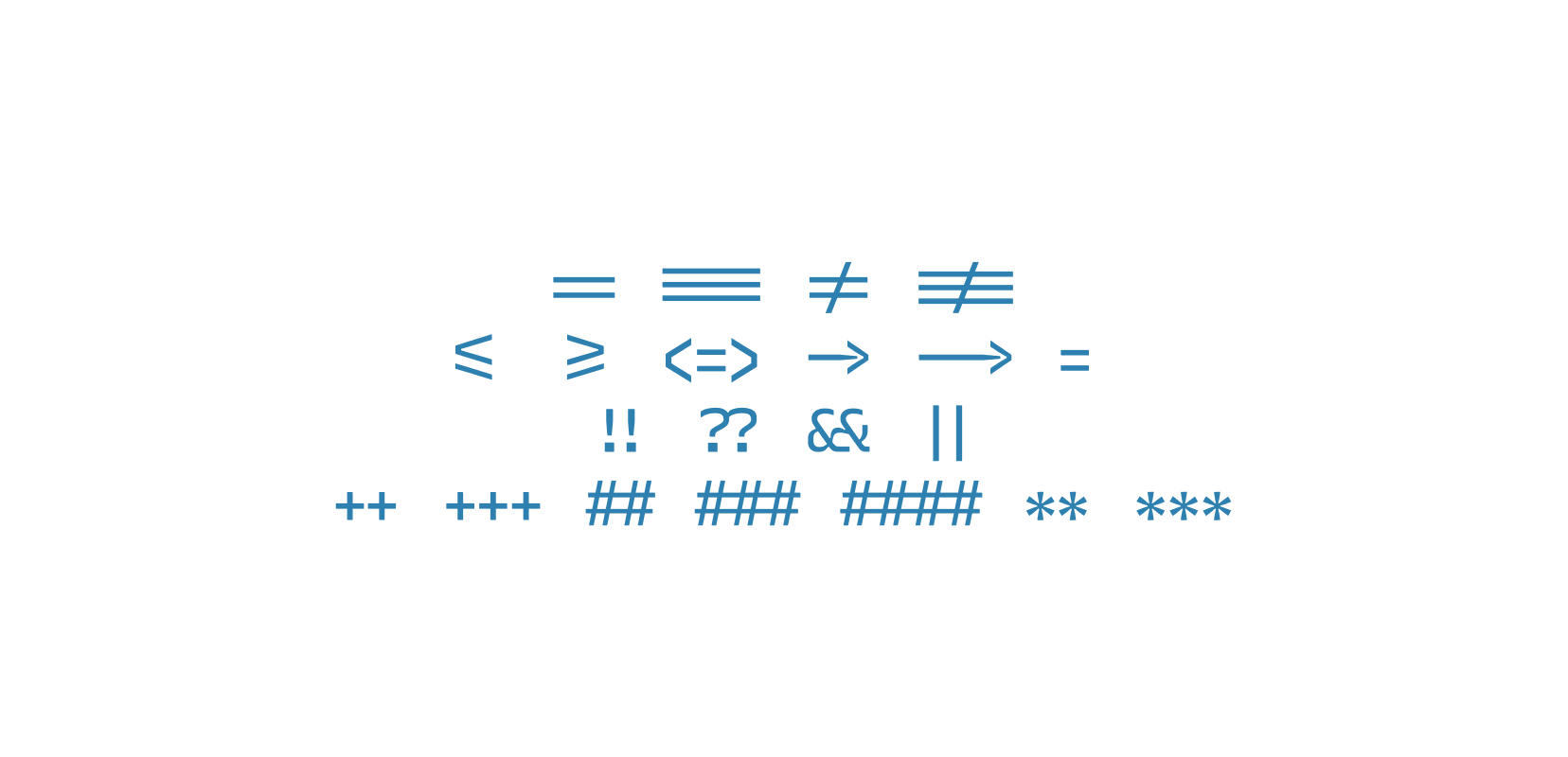 An analysis of 5 monospaced fonts with coding ligatures | Better Web Type