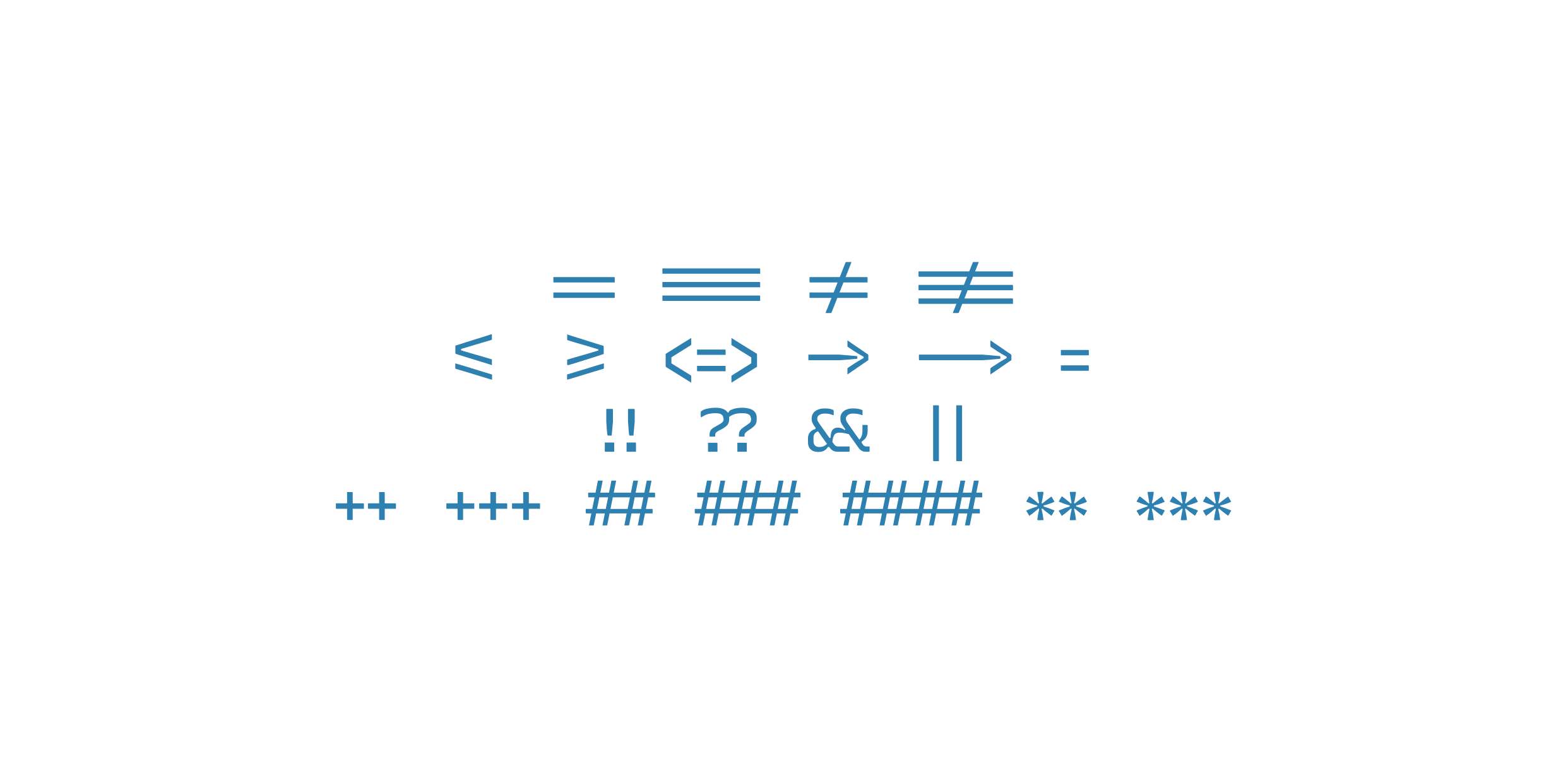 An analysis of 5 monospaced fonts with coding ligatures | Better Web Type